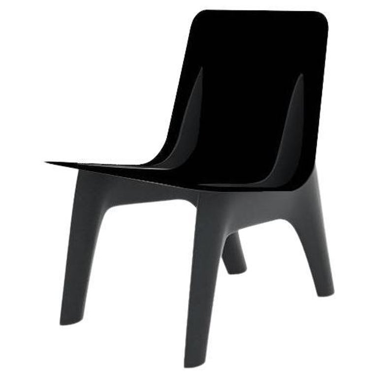 Graphite Leather Steel J-Chair Lounge by Zieta For Sale at 1stDibs