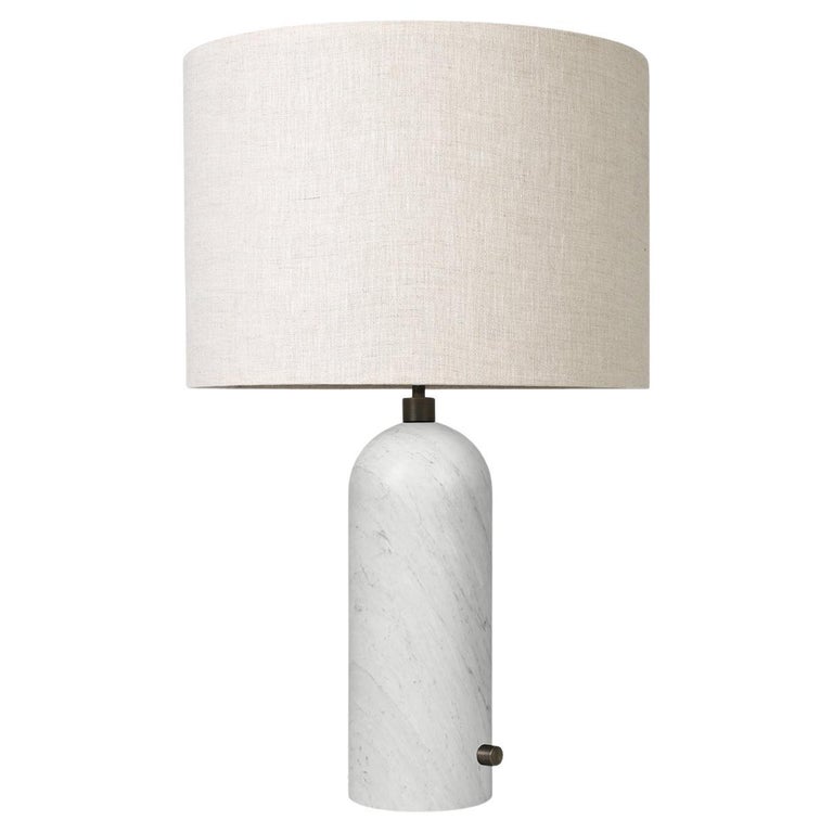 Gravity Table Lamp, Large, White Marble, Canvas For Sale at 1stDibs