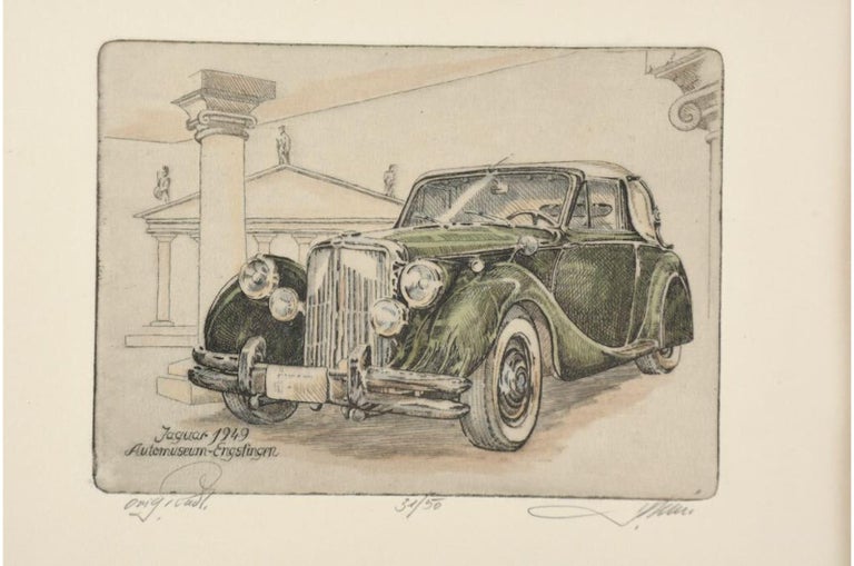 Gravure 31/50, Vintage Jaguar Car 1949, Signed. Framed Behind Glass ...