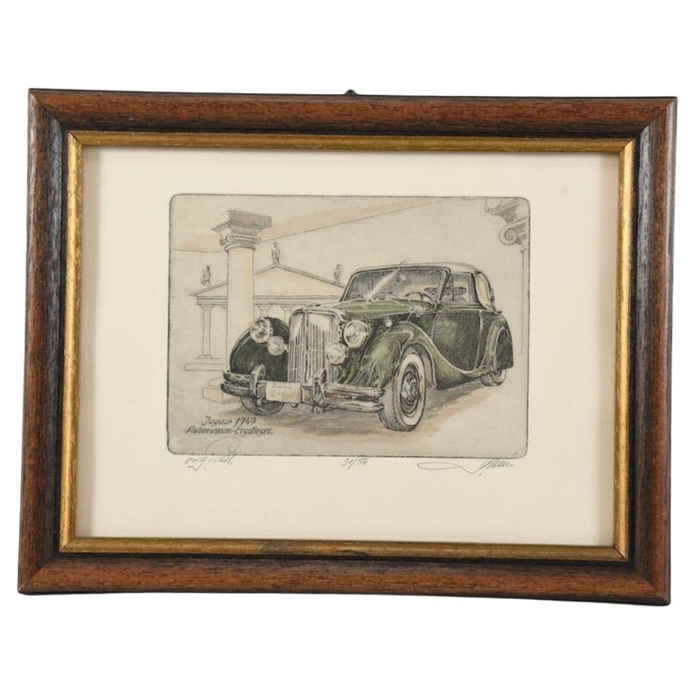 Gravure 31/50, Vintage Jaguar Car 1949, Signed. Framed Behind Glass ...