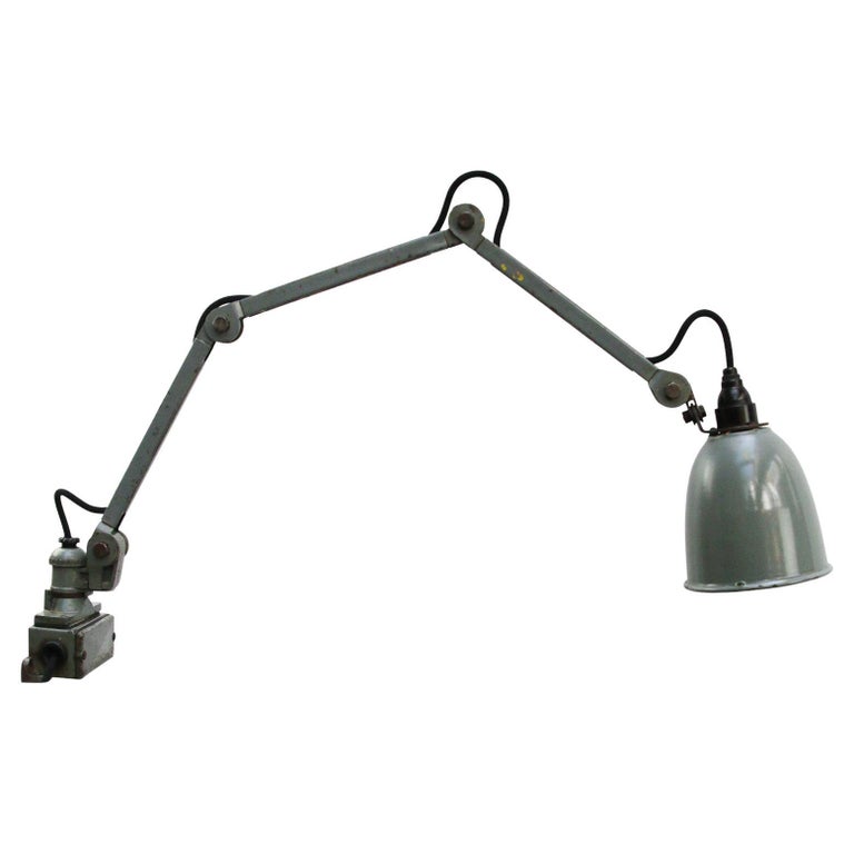 Grey 3-Arm Metal Vintage Industrial Machinist Work Wall Light by EDL at ...