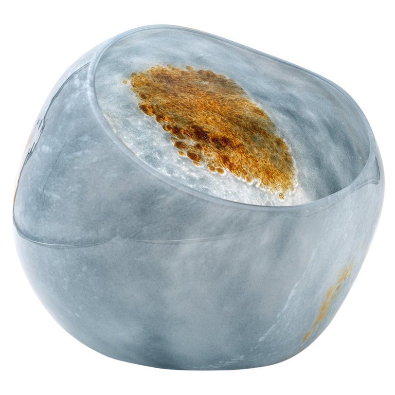Gray and Mustard Color Amorphous Blown Glass Vase No:1 For Sale at 1stDibs