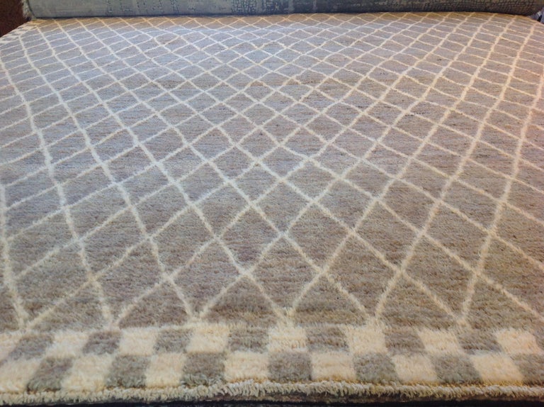 Gray and Silver Diamond and Checkerboard Moroccan Design Rug For Sale ...