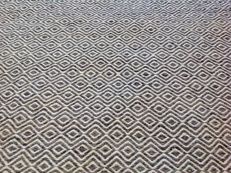 Gray and White Indian Diamonds Rug For Sale at 1stDibs