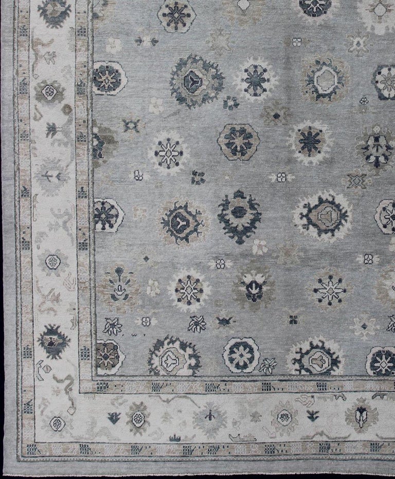 Gray, Blue and Neutral Color Palette All-Over Flower Design Turkish ...