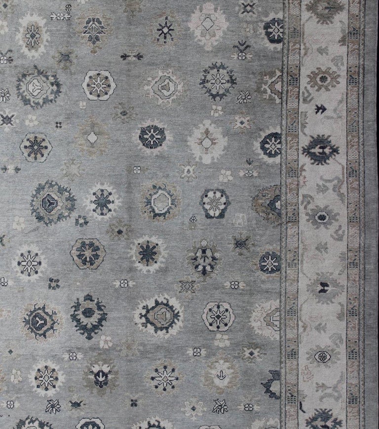 Gray, Blue and Neutral Color Palette All-Over Flower Design Turkish ...