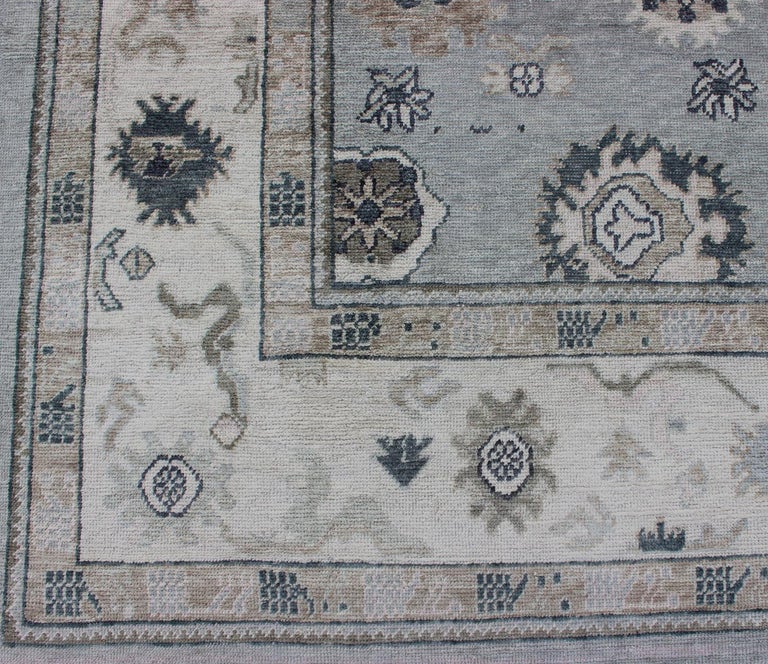 Gray, Blue and Neutral Color Palette All-Over Flower Design Turkish ...