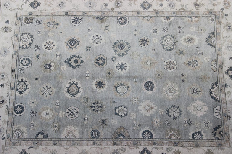 Gray, Blue and Neutral Color Palette All-Over Flower Design Turkish ...