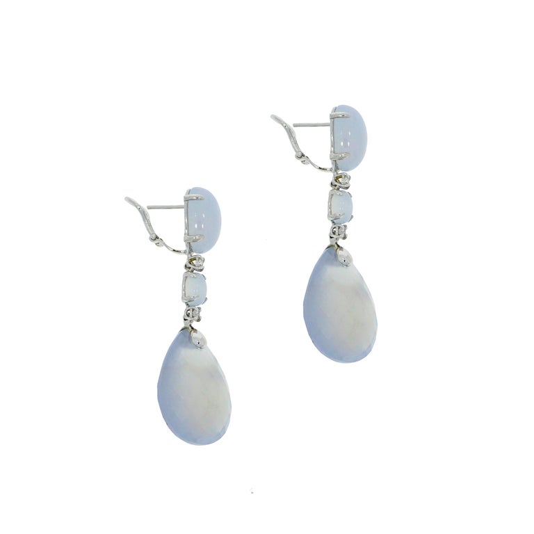 Gray Blue Chalcedony Drop Earrings at 1stDibs