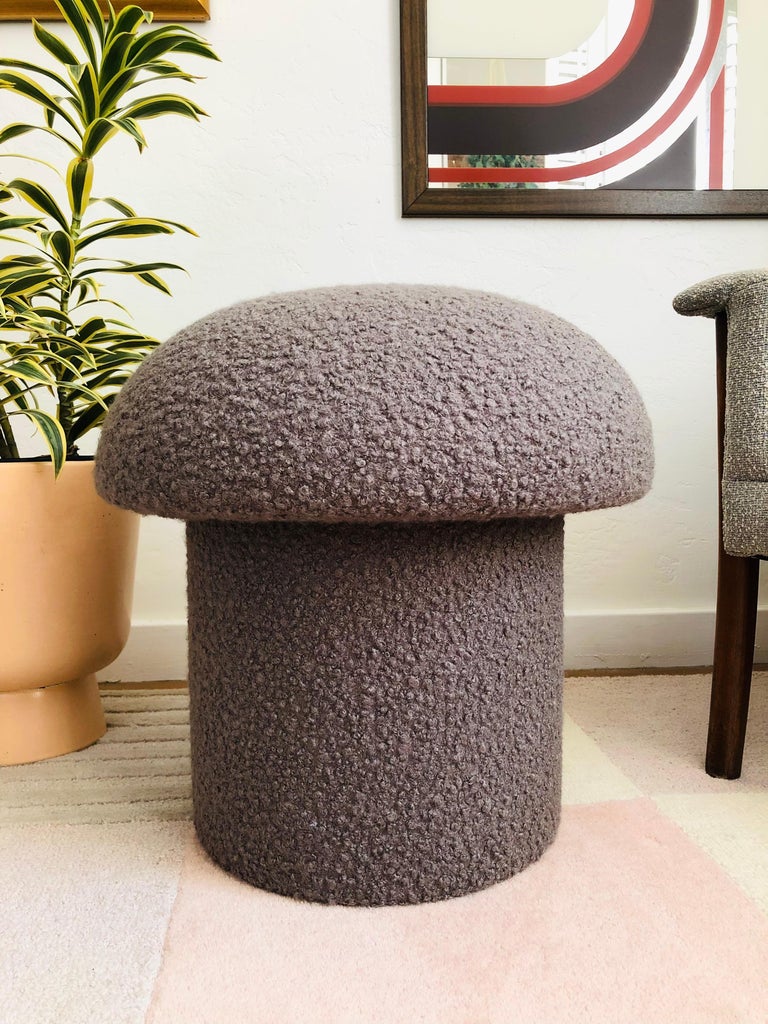 Grey Boucle Mushroom Ottoman at 1stDibs | grey boucle ottoman
