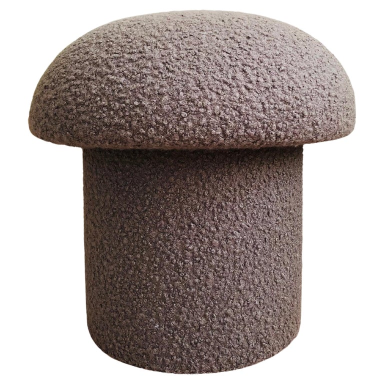 Grey Boucle Mushroom Ottoman at 1stDibs | grey boucle ottoman