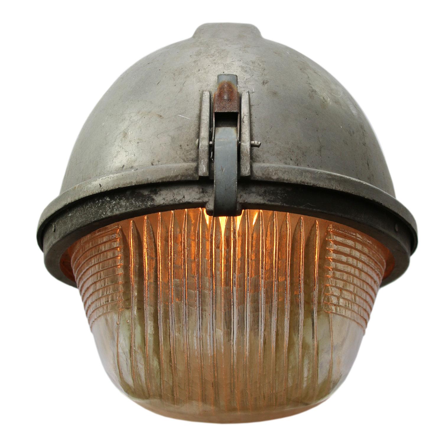 Gray Cast Aluminum Vintage Industrial Holophane Glass Wall Street Light ...