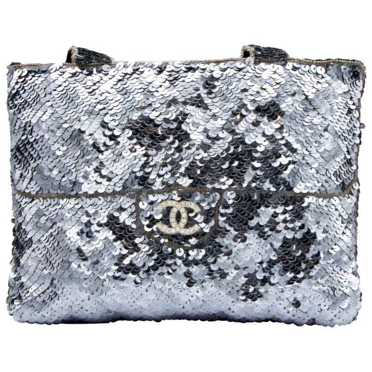 Gray Chanel Sequence Handbag at 1stDibs | chanel baskets, gray handbags