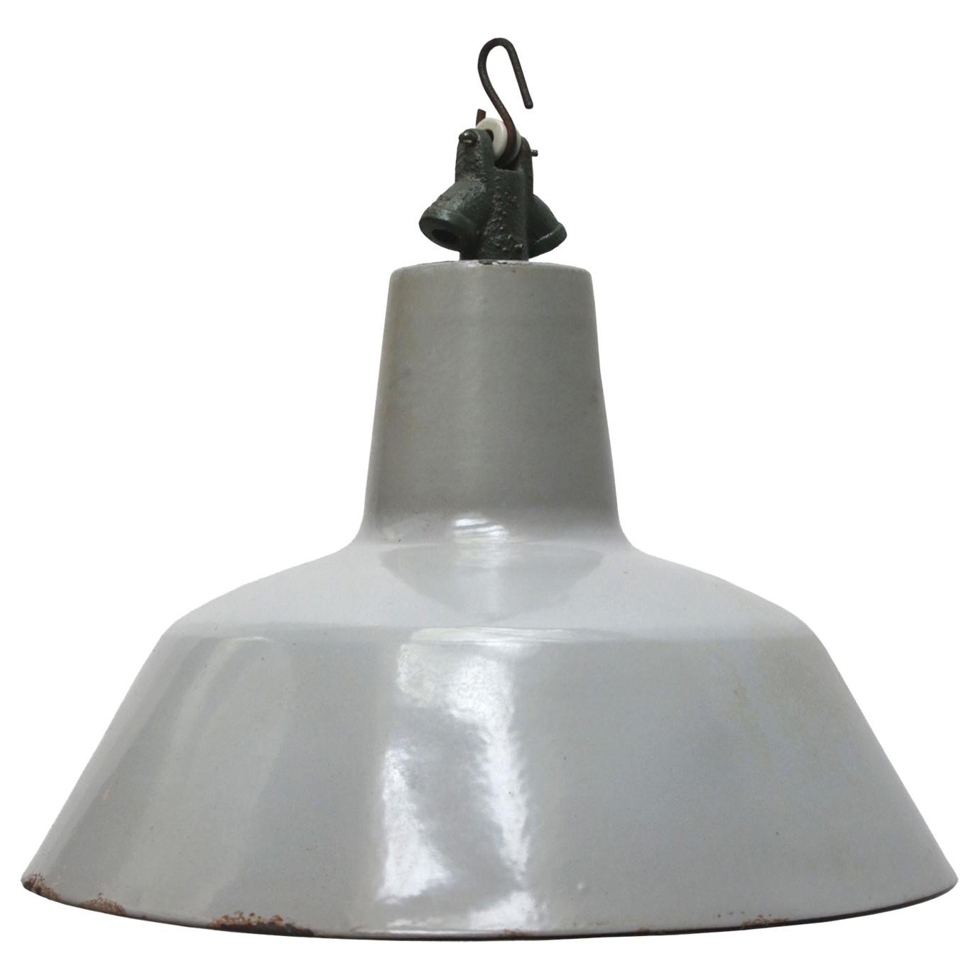 Gray Enamel Vintage Industrial Hanging Lamp Pendant by Philips at 1stDibs