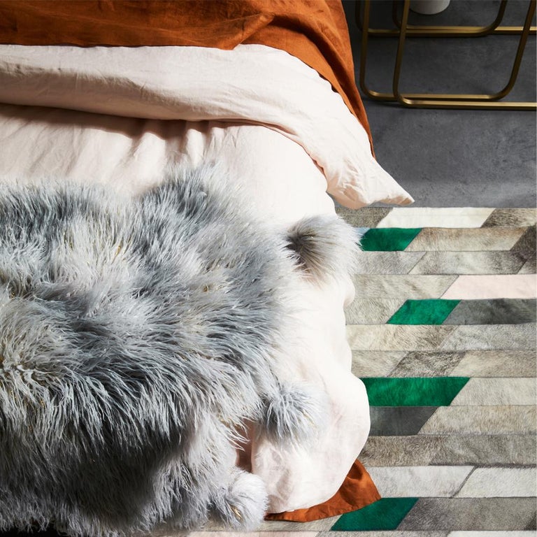 Gray Green Blue and Light Pink Customizable Astila Cowhide Area Floor ...