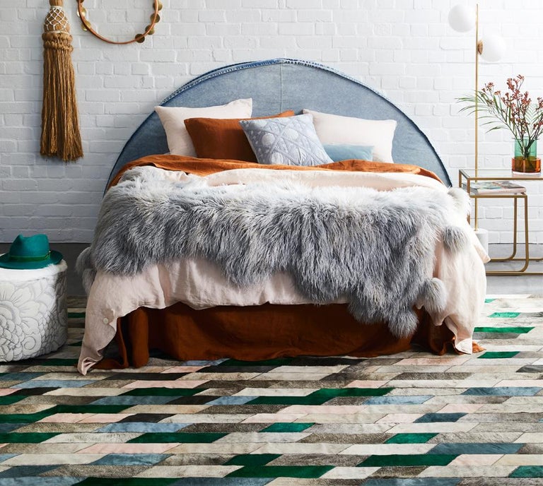 Gray Green Blue and Light Pink Customizable Astila Cowhide Area Floor ...