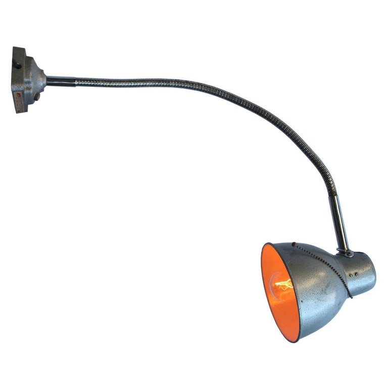Gray Metal Goose Neck Work Table Light Wall Light Scone For Sale at 1stDibs