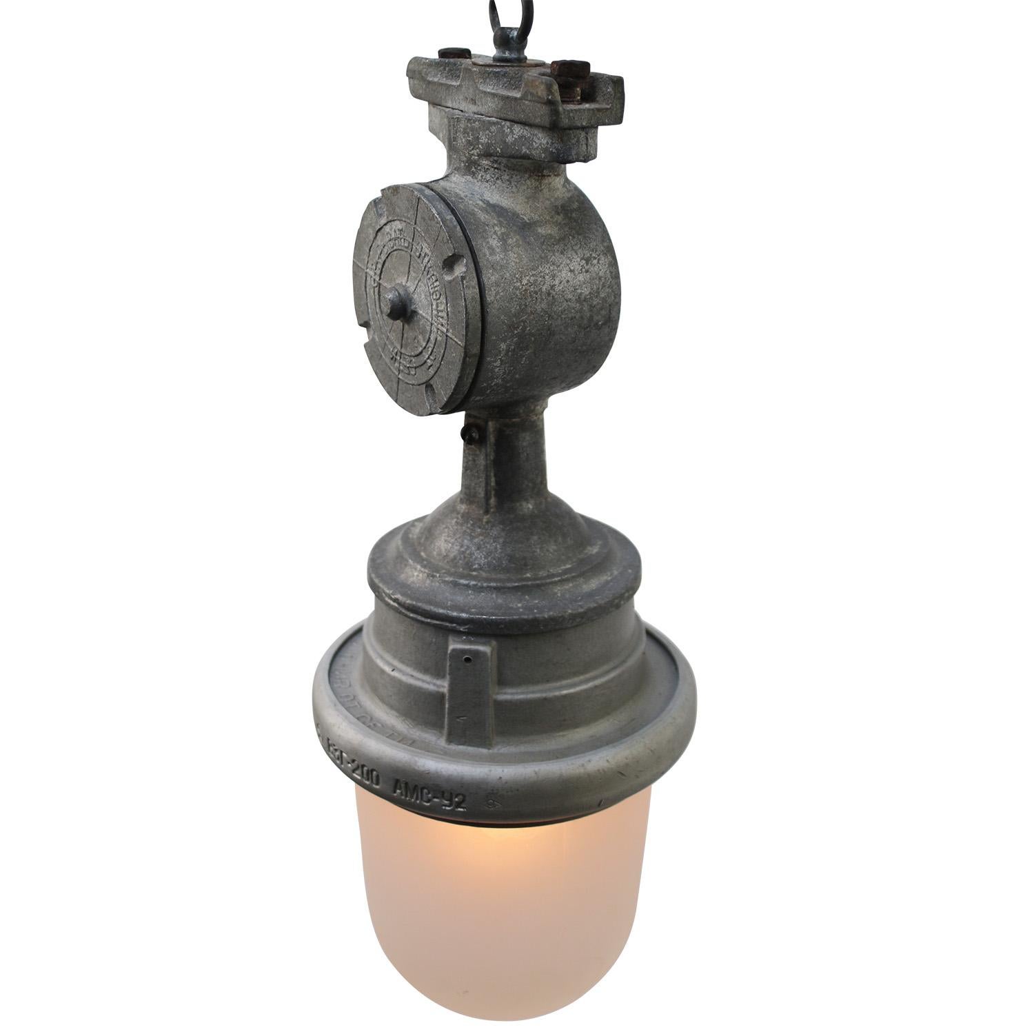 Grey Metal Vintage Industrial Frosted Glass Pendants Hanging Lamp For ...