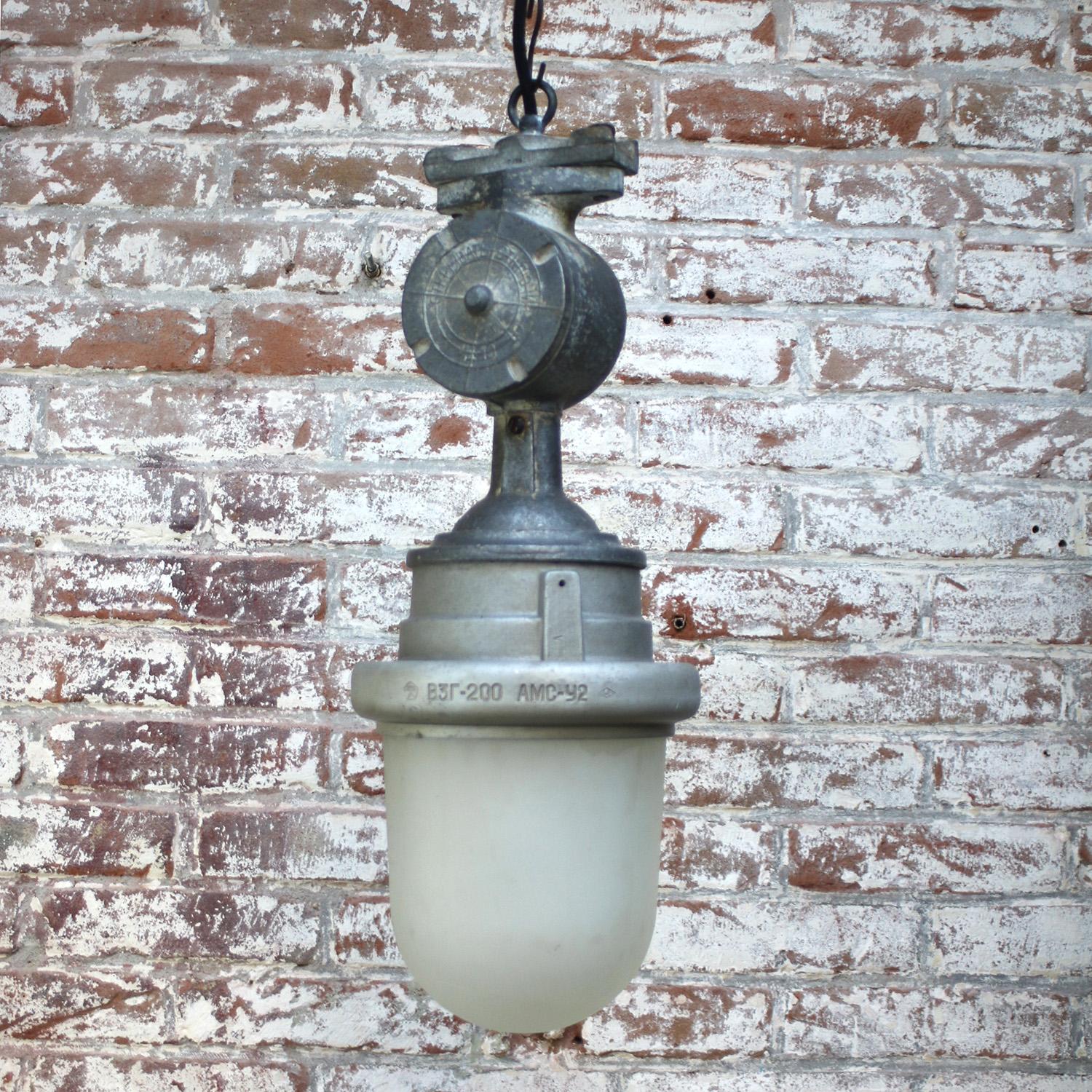 Grey Metal Vintage Industrial Frosted Glass Pendants Hanging Lamp For ...