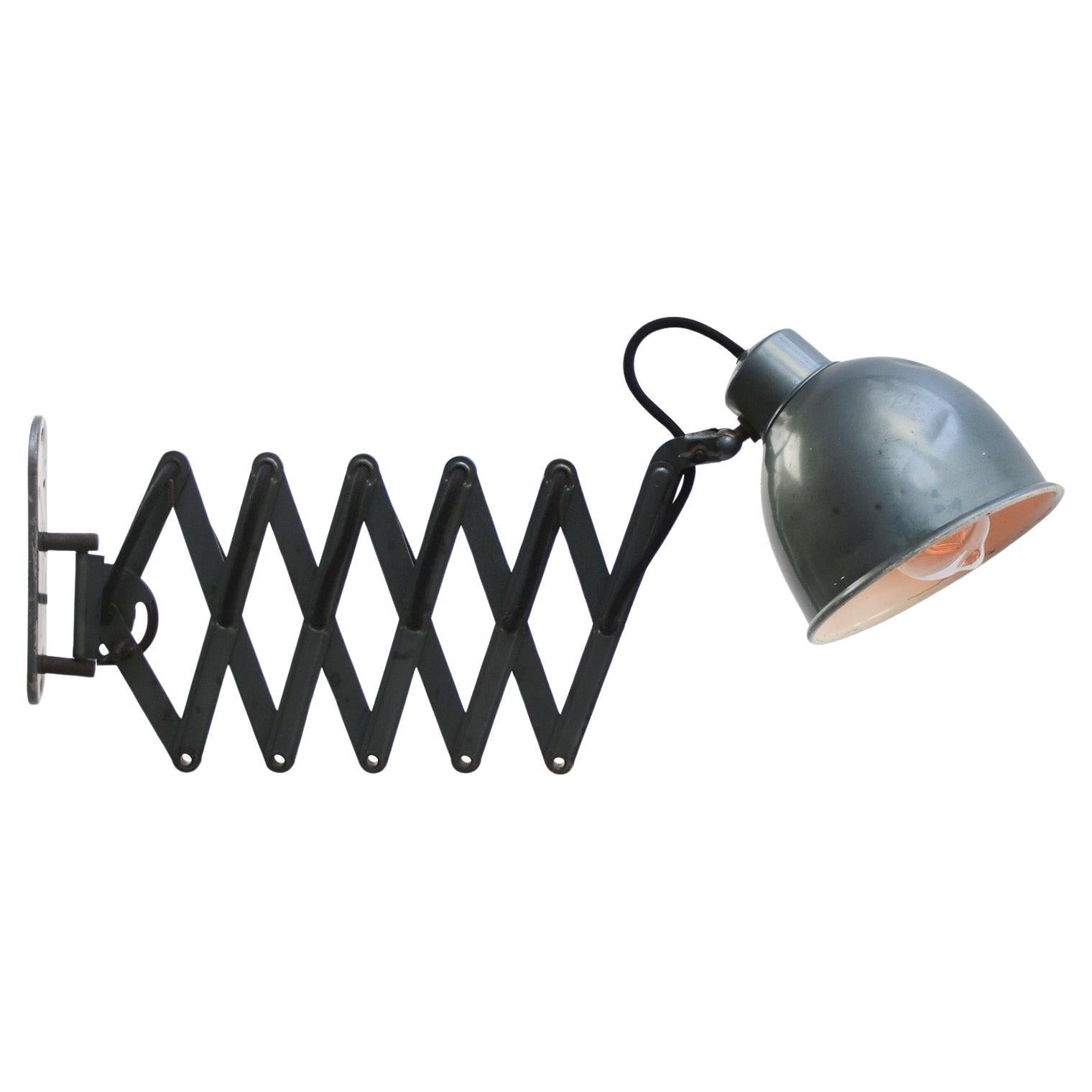 Gray Metal Vintage Industrial Scissor Scone Wall Light For Sale at 1stDibs