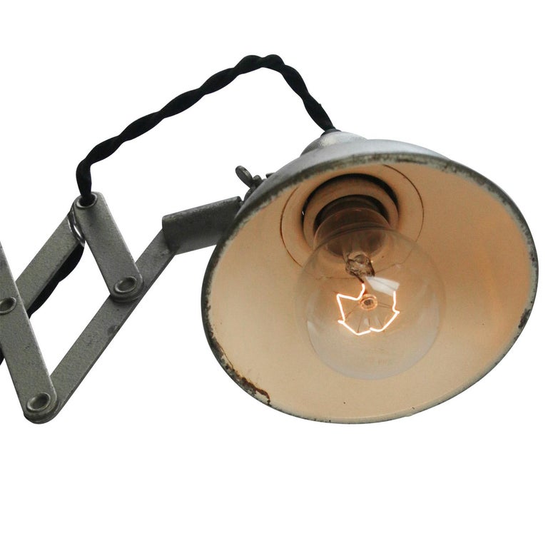 Gray Metal Vintage Industrial Scissor Wall Light Scone For Sale at 1stDibs