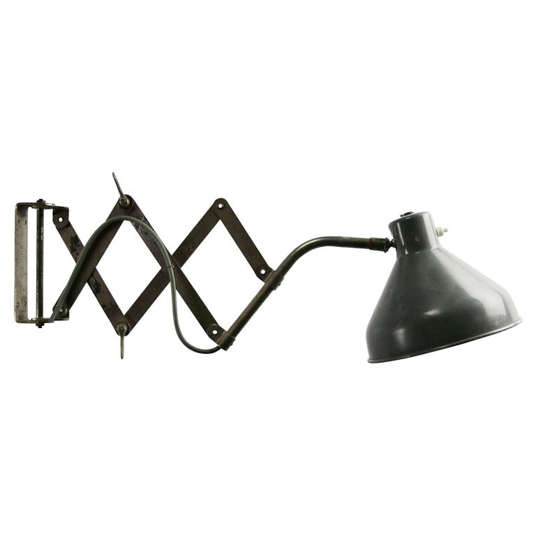 Gray Metal Vintage Industrial Wall Scissor Light at 1stDibs