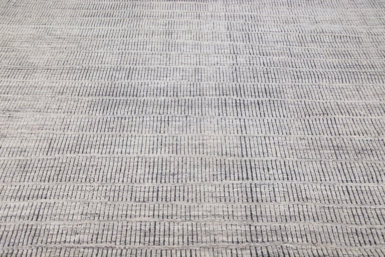 Gray Modern Moroccan Style Handmade Wool Rug With Seamless Design by ...