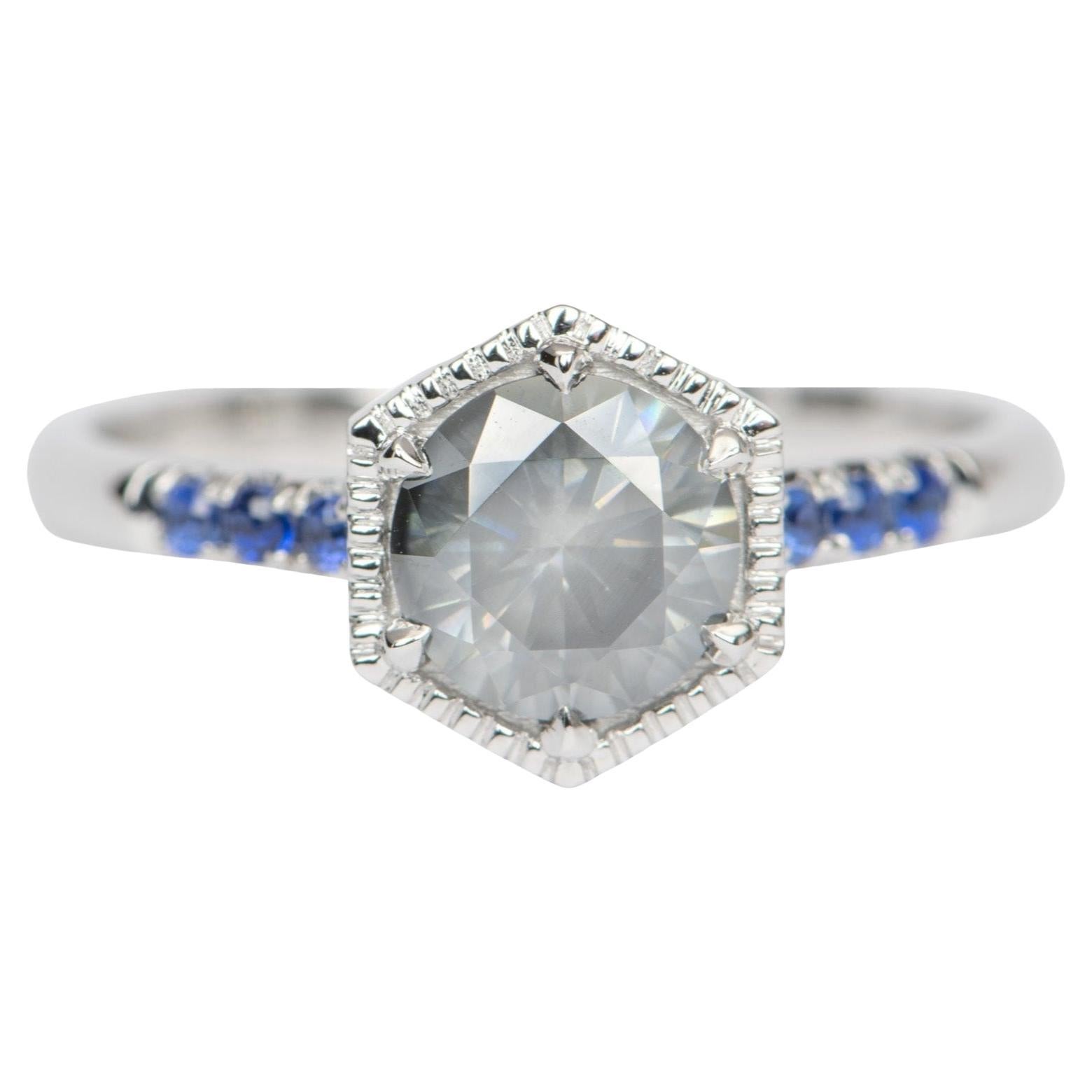 Hexagon Engagement Ring Setting - 54 For Sale on 1stDibs