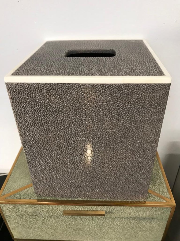 Gray Natural Shagreen Tissue Box For Sale at 1stDibs
