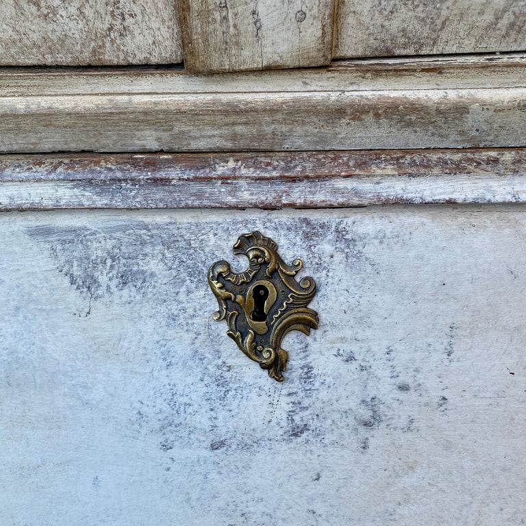 Gray Painted Rococo Writing Secretary and Cabinet, Sweden Circa 1760's ...