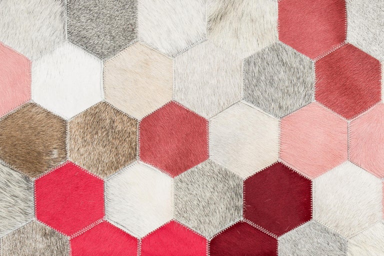 Gray and Pink Customizable Angulo Cowhide Area Floor Rug Extra Large ...