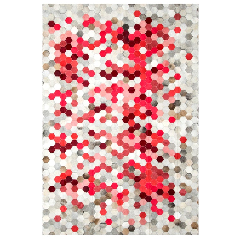Gray and Pink Customizable Angulo Cowhide Area Floor Rug Extra Large ...