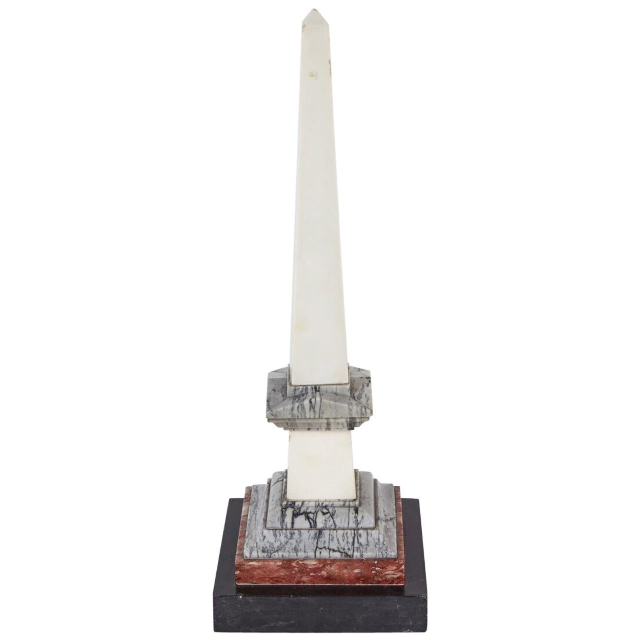 Pair of Marble Obelisk in Tan and Black at 1stDibs