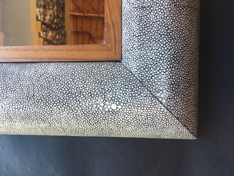 Gray Shagreen Mirror For Sale at 1stDibs