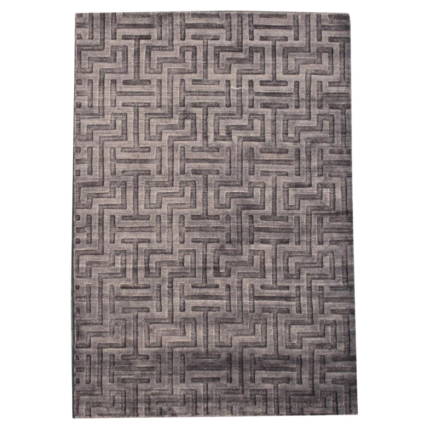Grey Silk Modern Rug For Sale at 1stDibs