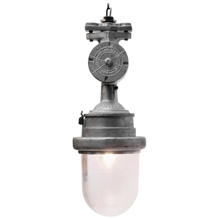 Gray Silver Metal Vintage Industrial Clear Glass Pendants Hanging Lamp ...