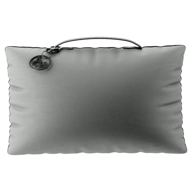 Gray Throw Pillow Handle, Modern Rectangle Cushion Outdoor/Indoor ...