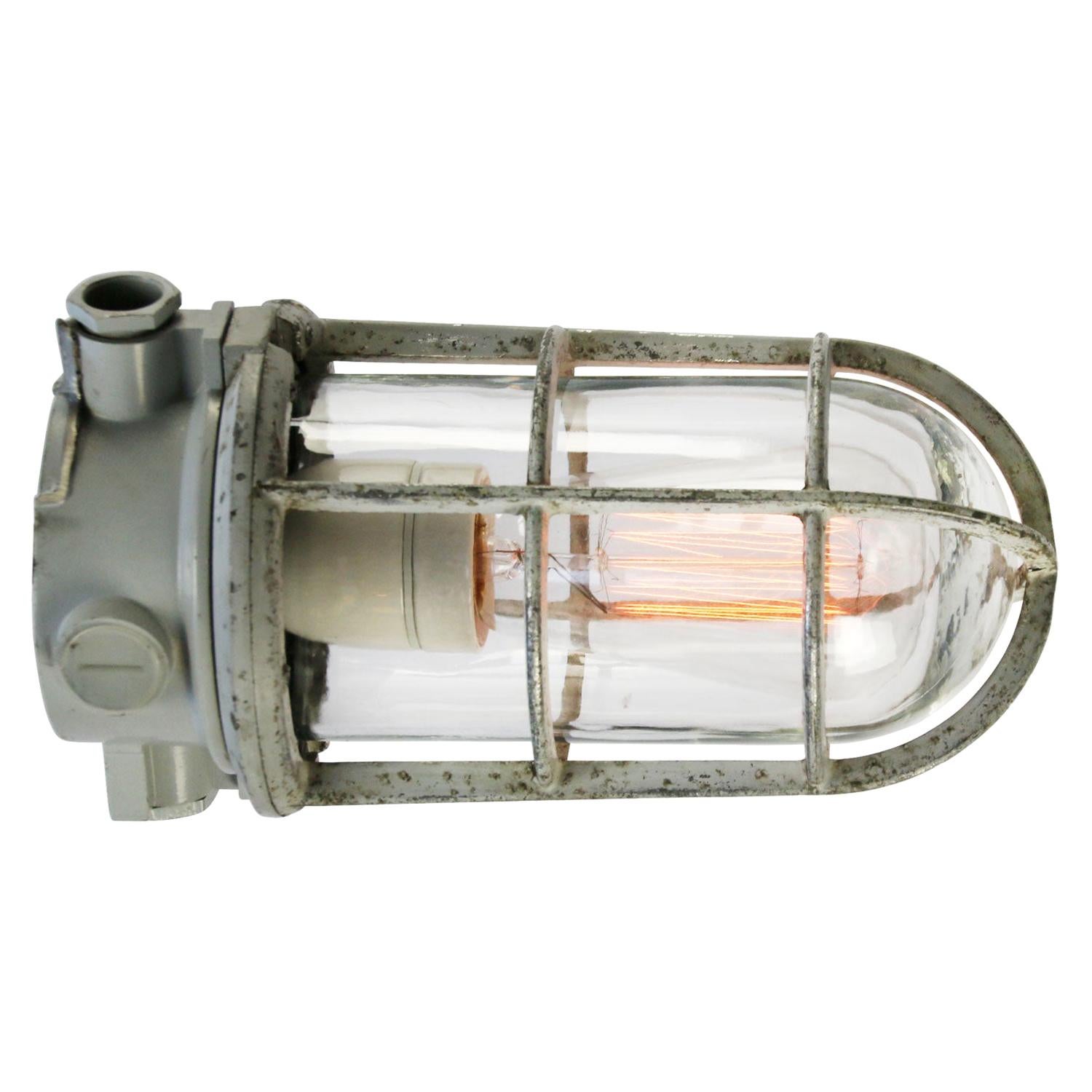 Gray Vintage Industrial Clear Glass Wall Lamp Scones at 1stDibs