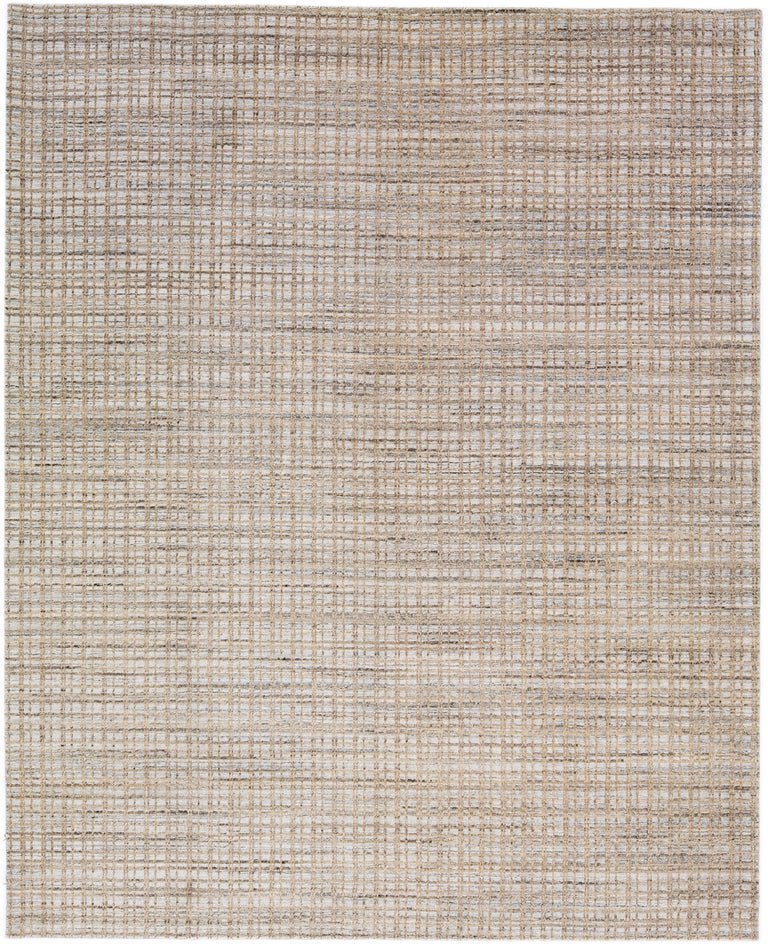 Gray Wool and Silk Modern Handmade Rug with Geometric Design For Sale ...