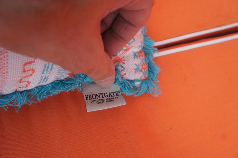 Grayson French Inspired Aluminum Sofa with Orange Cushions and Lattice ...