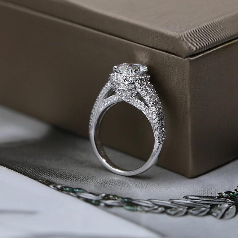 Customizable Great 18k White Gold Engagement Ring with Diamonds 3.24ct ...