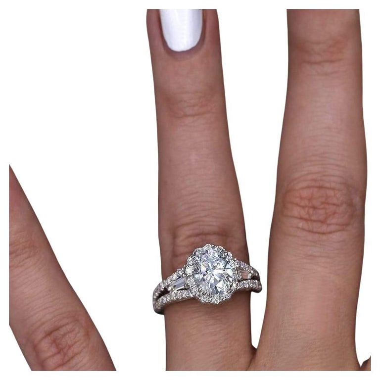 Customizable Great 18k White Gold Engagement Ring with Diamonds 3.24ct ...