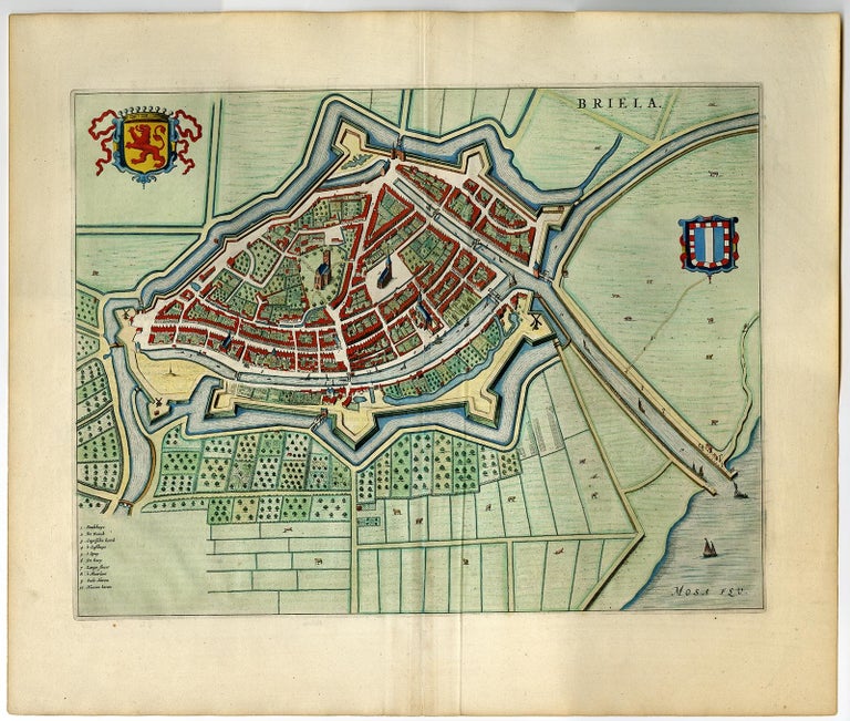 Great Antique Bird's-Eye View Plan of Brielle by Blaeu in The ...