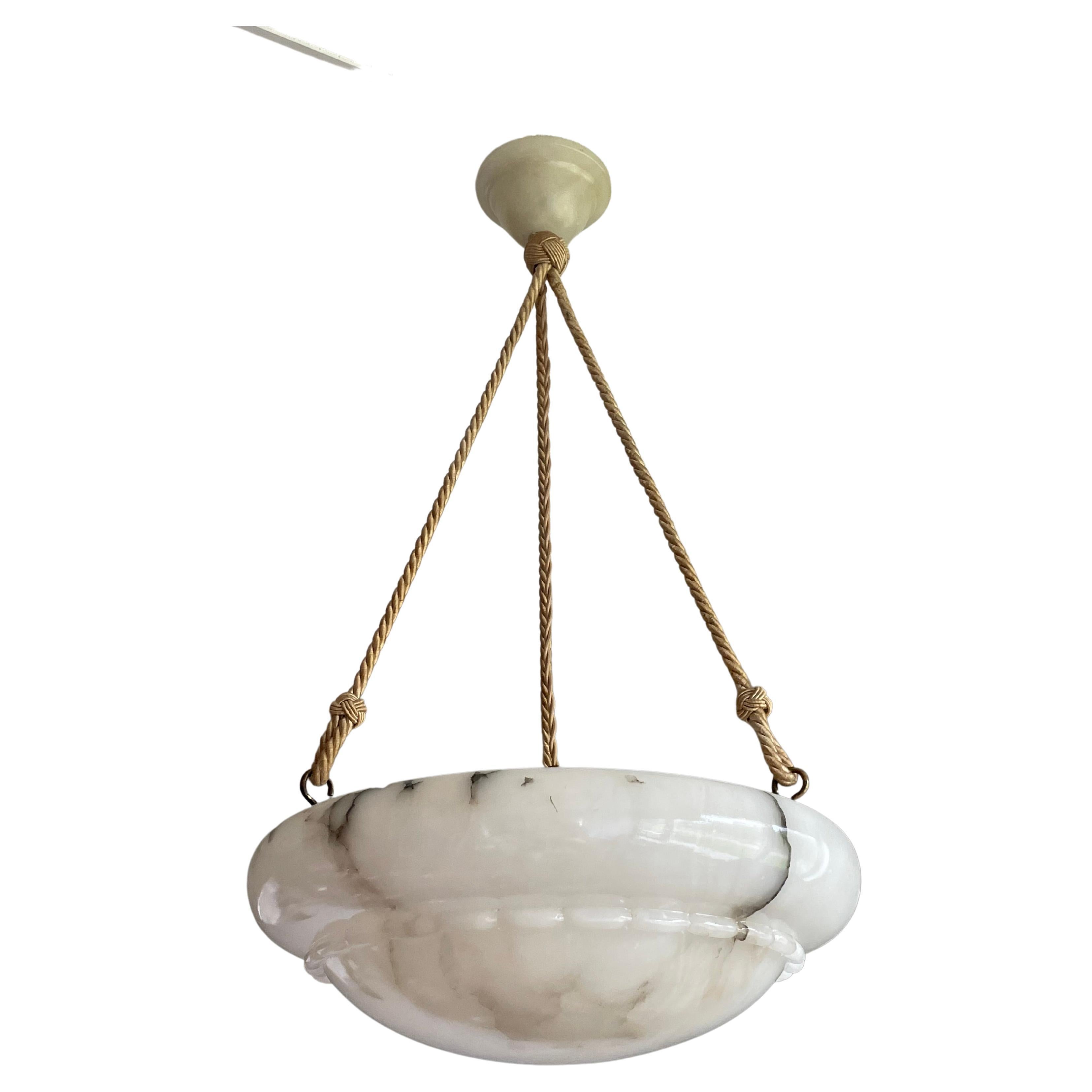 Great Art Deco Design Antique Alabaster Pendant w. Perfect Alabaster ...