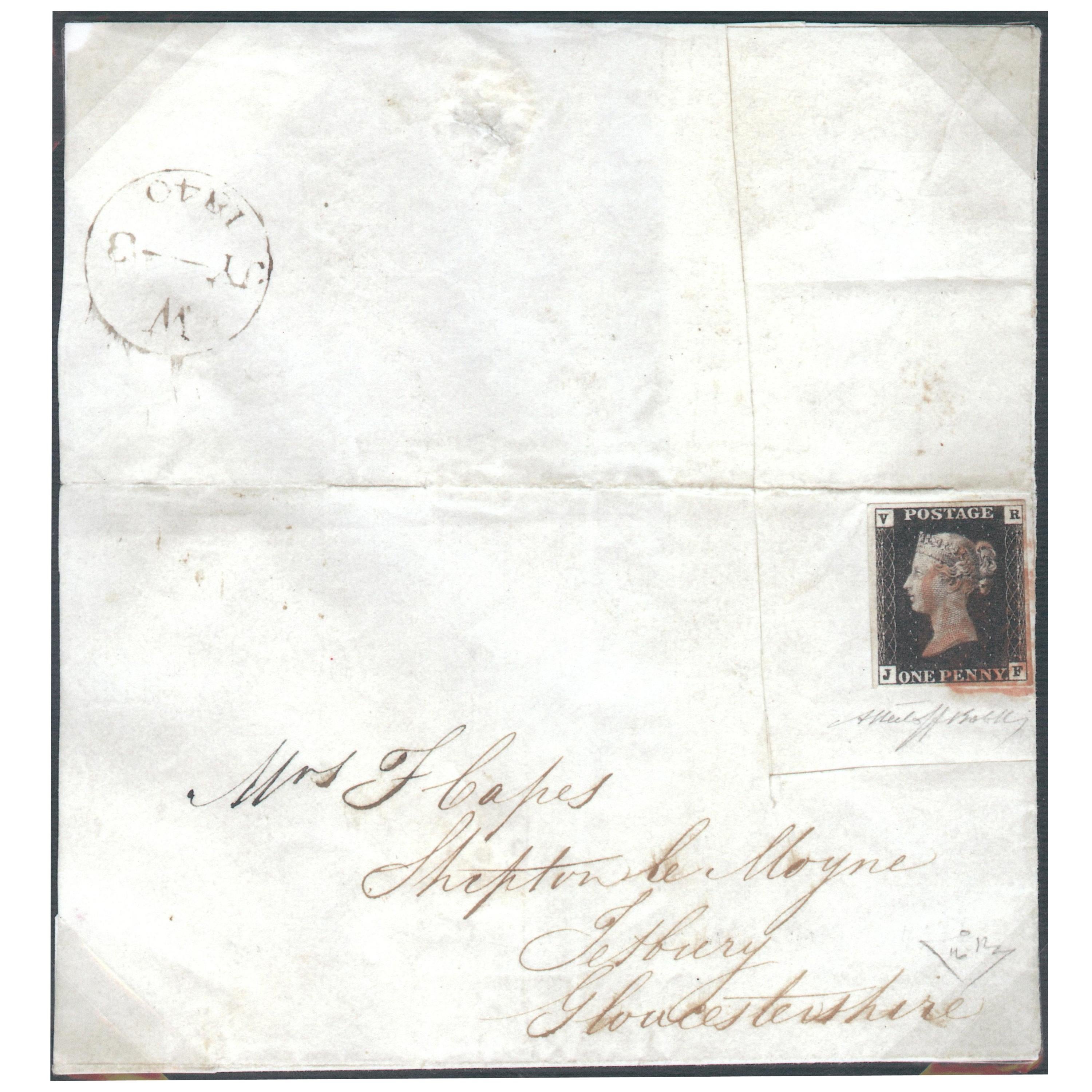 Great Britain 1840 1d Black, Plate 1a, SG2 Antique Postage Stamp For ...