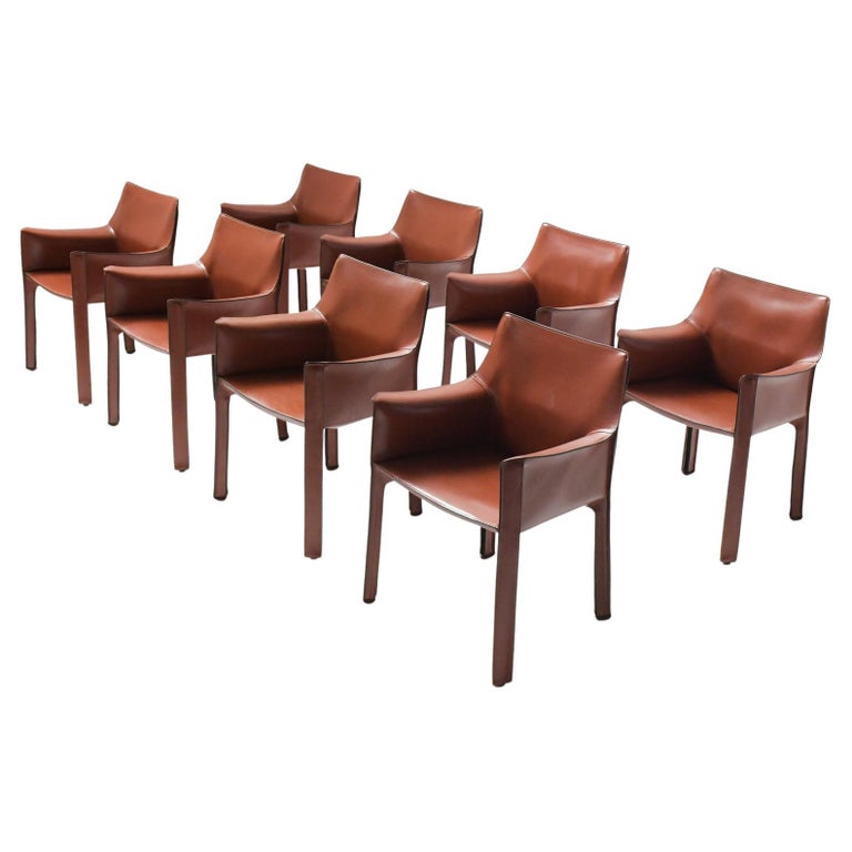 Great Taxi 413 dining chairs burgundy red leather by Mario Bellini for ...