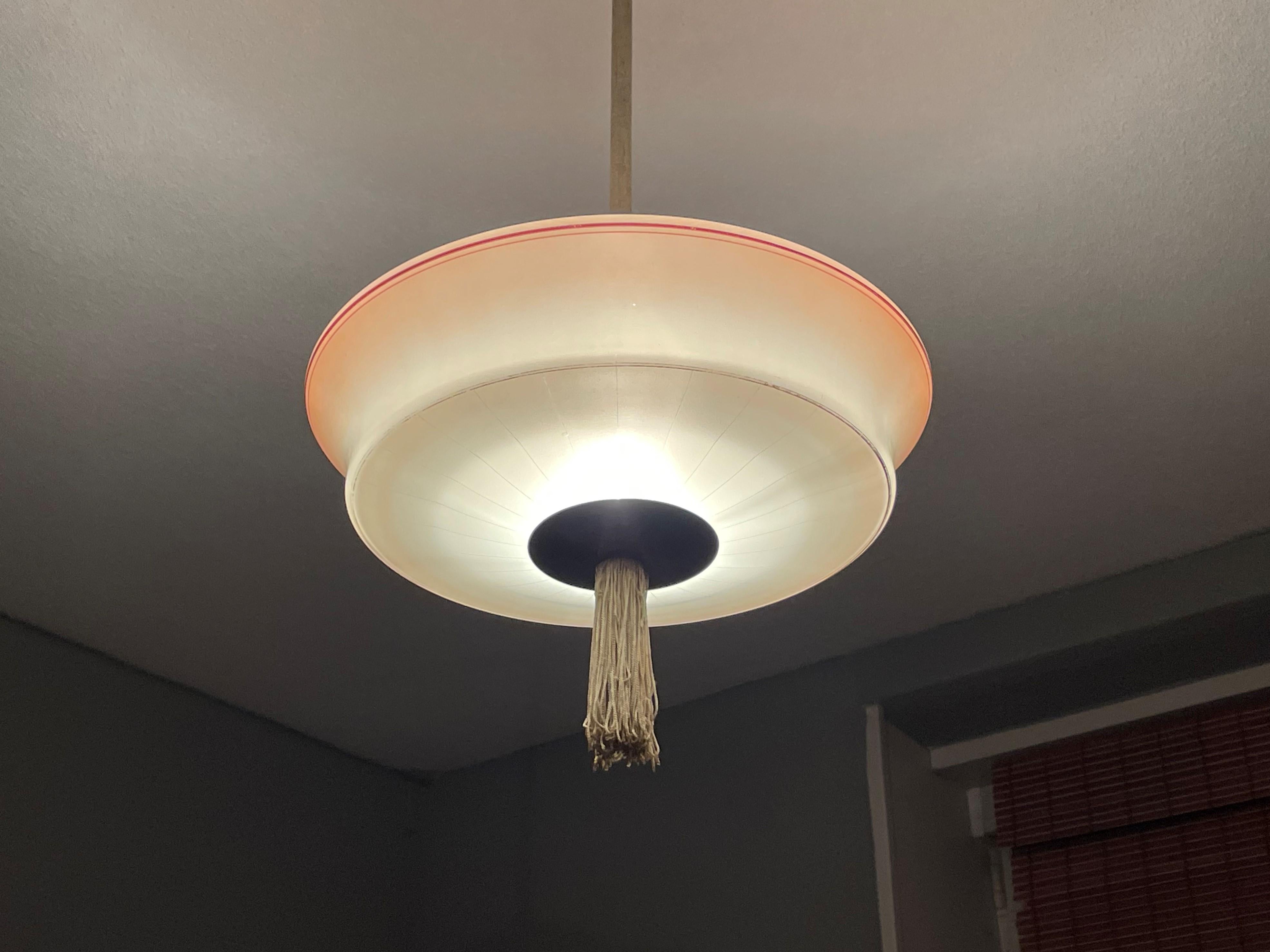 Great Design Mid-Century Modern Glass and Brass Pendant Light Fixture ...