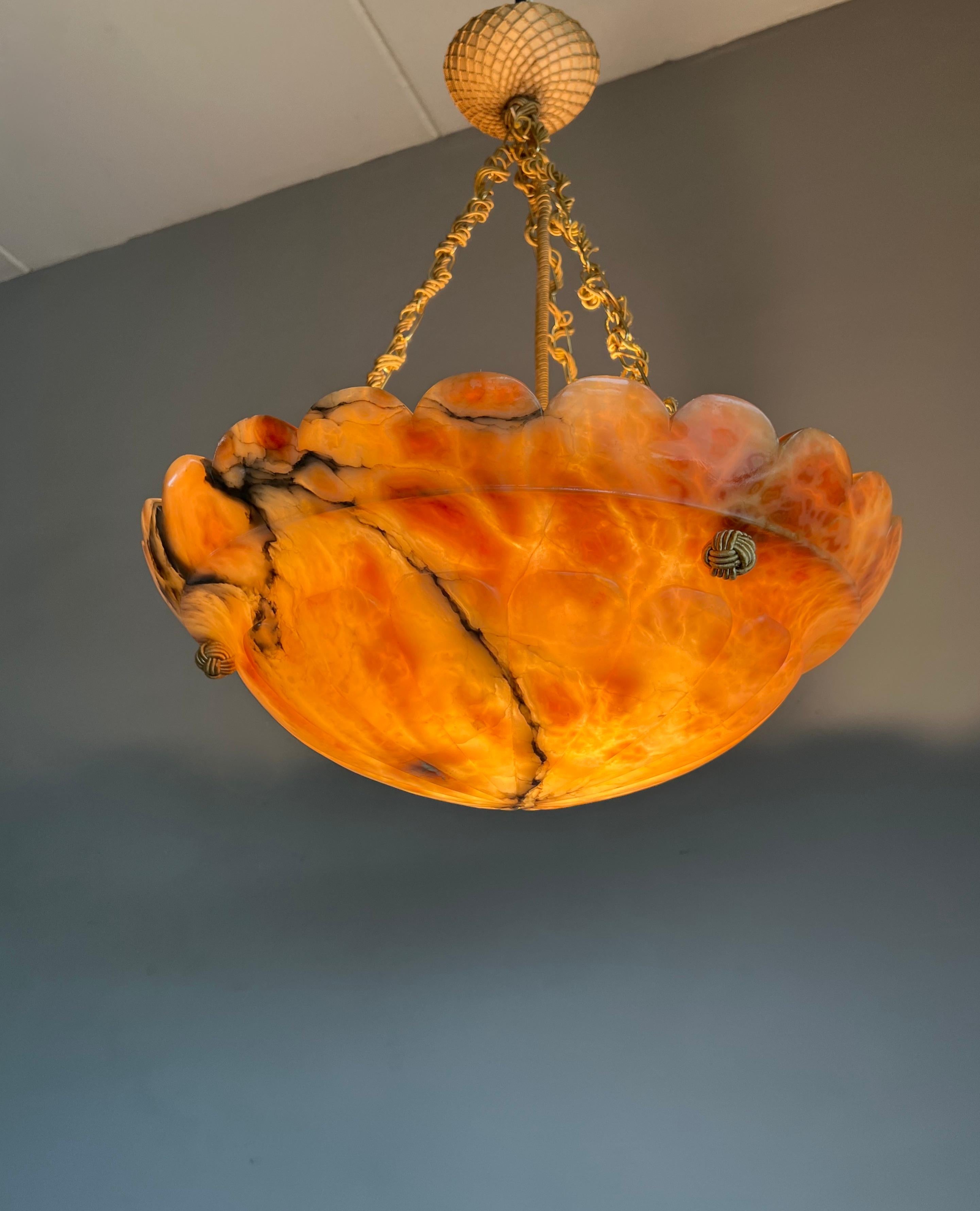 Great Eyecatcher, Sunburst Shape and Colors Antique Alabaster Pendant ...