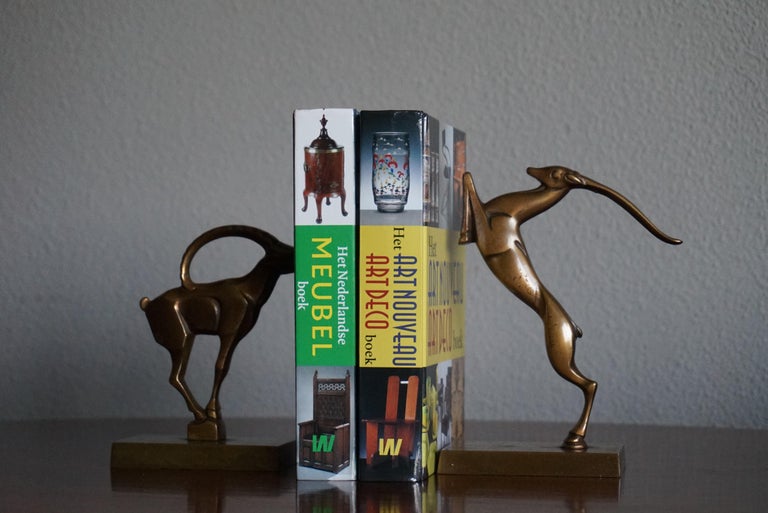Great Looking Art Deco Pair of Stylized Bronze Animal Bookends by ...