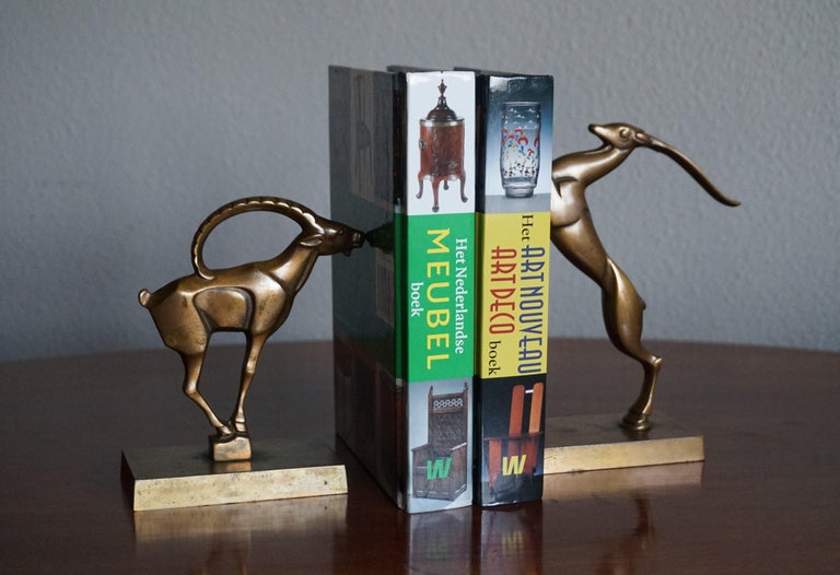 Great Looking Art Deco Pair of Stylized Bronze Animal Bookends by ...